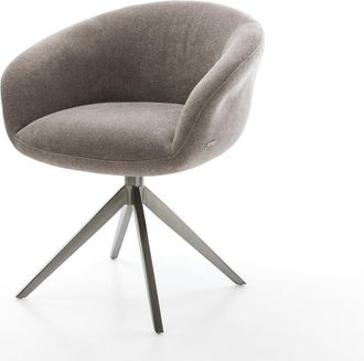 DELIFE Drehstuhl Vinka-Flex mit Armlehnen Strukturstoff Soft Taupe Kreuzgestell breit Graphit 360&deg; drehbar Wippfunktion Taschenfederkern, Esszimmerst&uuml;hle