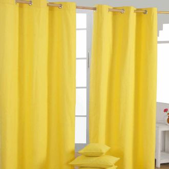 Homescapes Gardinen unifarben gelb 2er Set 137 x 228 cm - Homescapes