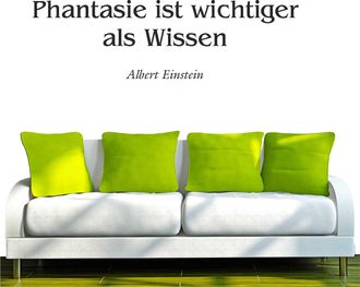 Indigos UG Indigos UG - Wandtattoo Wohnzimmer - Wandaufkleber Spruch Albert Einstein Phantasie ist wichtiger als Wissen 80x28, schwarz w011 - Aufkleber Kinderzim