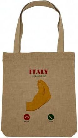 Fabulous Sac Shopping Tote Bag Aspect Lin - Italia Is Calling Me Gestural Stereotype Humor - Sac de Courses Toile Epaisse 360g Beige Naturel Cabas Port&eacute; Epaule