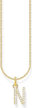 Thomas Sabo Halskette Buchstabe N vergoldetes Silber mit Zirkonia KE2253-414-14