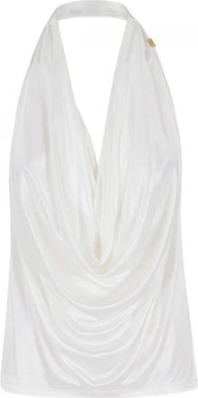 Elisabetta Franchi Femme, Tops, Blanc, Taille: 34 FR Shiny Viscose Jersey Top