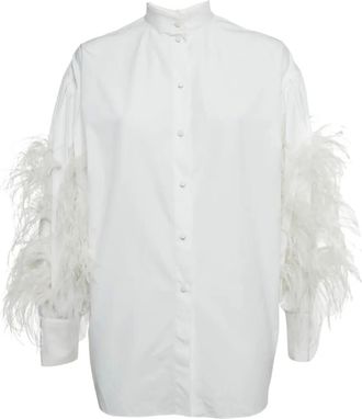 Valentino Garavani Oversized-Hemd mit Federn - Wei&szlig;