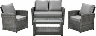 SVITA Roma Polyrattan Set Sitzgruppe Lounge Tisch Garnitur Gartenmöbel Grau - Svita
