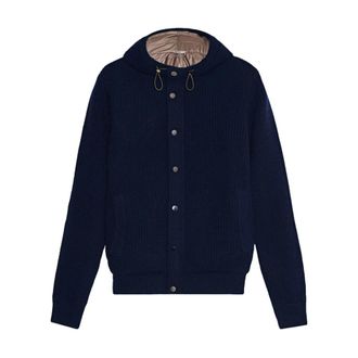 Ferrante Marineblauer Gesteppter Kapuzen-Cardigan - - Knitwear - Herren - Blau - XL