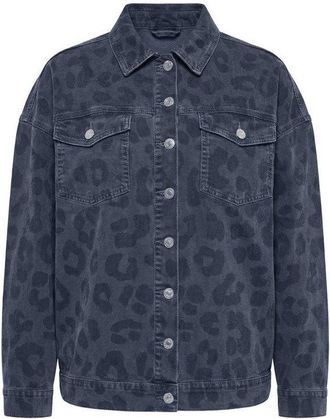 STUDIO UNTOLD Jeansjacke Jeansjacke oversized Grey-Denim mit Leo