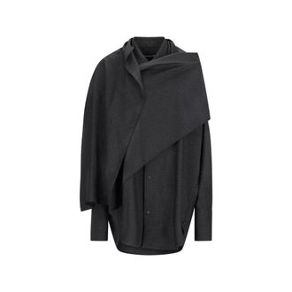 Darkpark Georgia Hemdkragen mit abnehmbarem Schal aus Wolle - - Blouses & Shirts - Damen - Schwarzk - XS