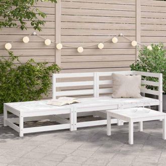 vidaXL Gartensofa mit Hocker 2-Sitzer Wei&szlig; Massivholz Kiefer - Vidaxl