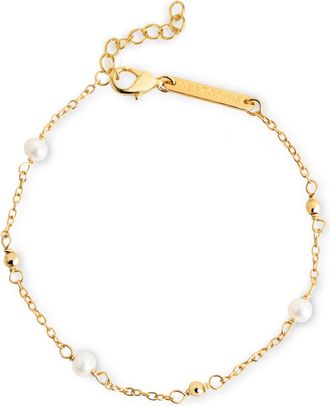 Singularu Bahia Pearls Armband. Sterlingsilber mit 18 Kt Vergoldeter Beschichtung und Zuchtperle. Schmuck f&uuml;r Damen