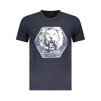 Cavalli Blaues L&ouml;wen Grafik Tee - - Tops - Herren - Blau - M