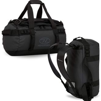 Highlander Storm Kit Bag 45 Liter Die robuste Expeditions-, Reise- und Sportreisetasche f&uuml;r M&auml;nner und Frauen, geeignet f&uuml;r alle Wetterbedingungen (Schwarz)