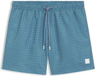 BOSS Herren Vibe Bedruckte Badeshorts mit Logo-Aufnäher Blau L