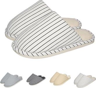 Generic Pantoufles ray&eacute;es pour homme et femme en peluche, chaudes et confortables, en mousse &agrave; m&eacute;moire de forme, semelles antid&eacute;rapantes pour int&eacute;rieur et ext