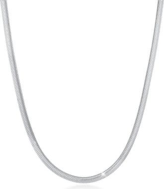 Elli Halskette - Halskette Flach Elegant Schlangenkette Fischgräte - Gr. unisize - in Silber - für Damen