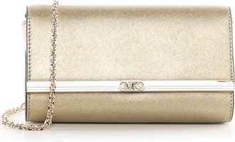Michael Kors Femme, Sacs, Jaune, Taille: ONE Size Mona Large Metallic Leather Clutch