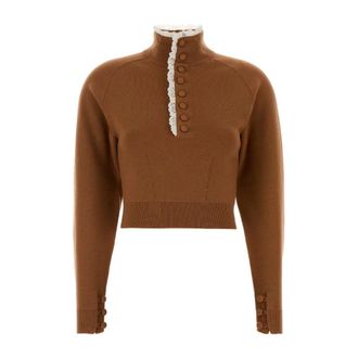 Chlo&eacute; Pullover mit Rollkragen und R&uuml;schen - - Knitwear - Damen - Braun - M