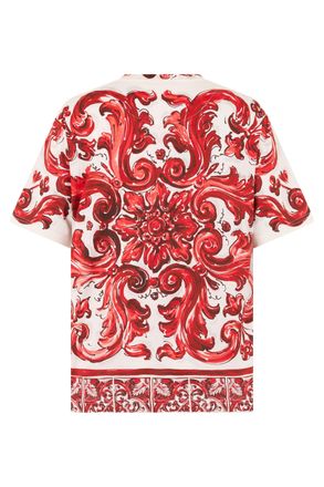 Dolce & Gabbana Mens Printed T-Shirt Red Cotton T-Shirts And Polos