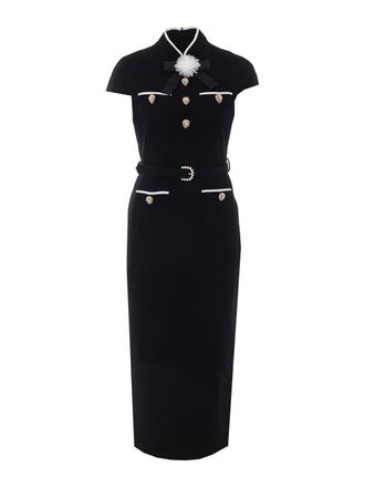 Self Portrait Knielanges Kleid - Schwarz