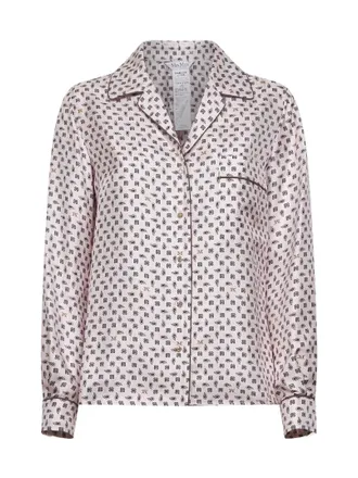 Max Mara Archive Print Silk Twill Shirt - Pink