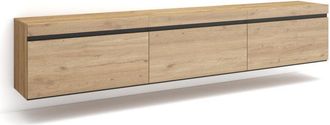 Skraut Home Skraut Home - TV-Schrank, Lowboard, f&uuml;r Wohnzimmer und Esszimmer, 240x45x35 cm, H&auml;ngend, Moderner Stil, Eiche