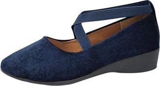 Generic Chaussures compens&eacute;es pour femme avec sangles &eacute;lastiques &agrave; la cheville, chaussures de marche d&eacute;contract&eacute;es, couleur unie, respirantes, confortables, c
