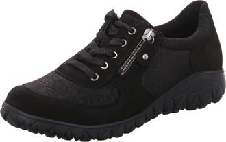 Waldläufer Havy H89001-001 Orthotritt Schwarz - Schnürschuh mit Loser Einlage - Damenschuhe Bequeme Schnürschuhe, Schwarz, Leder/Textil (Denver Kaleido-Stretch),
