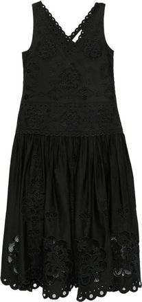 Sea NY Femme, Robes, Noir, Taille: 36 FR Robe mi-longue en broderie anglaise &agrave; encolure en V