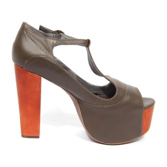 Jeffrey Campbell Foxy Wood Brown Sandale - - Shoes - Damen - Braun - 40 EU