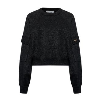 Silvian Heach Femme, Pulls, Noir, Taille: 36 FR Haut noir avec épaule basse