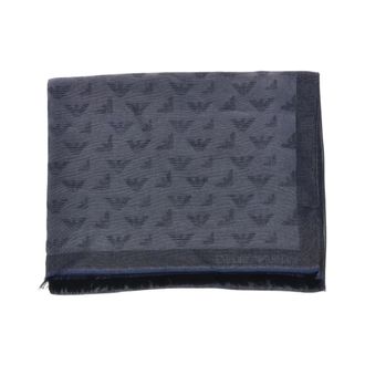 Emporio Armani Viscose-Blend-Schal mit Adler-Motiv - - Accessories - Damen - Blau - ONE SIZE