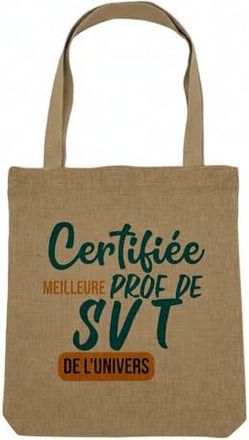 Fabulous Sac Shopping Tote Bag Aspect Lin - Certifi&eacute;e meilleure prof de SVT de lunivers Professeur College - Sac Courses Toile Epaisse 360g Beige Naturel Cabas