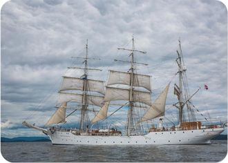 Fabulous Platzsets, weich, Unterseite aus Kork, Bootsdeckchen, Vintage, drei Matten, Weiß, Seefahrt auf dem Meer, großes Format, 39,5 x 28,5 cm, 4 Stück