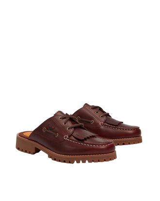 Timberland Womens Mules Noreen Burgundy Full Grain Leather Loafers
