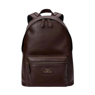 Polo Ralph Lauren Rucksack aus genarbtem Leder - - Bags - Herren - Braun - ONE SIZE