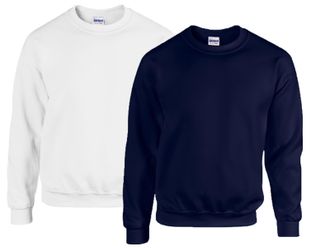 Gildan 2er Herren Sweatshirt Heavy Blend Sweat M L XL 2XL 3XL 4XL 5XL in verschiedenen Farbsets & HLKauf-Block (1x Weiss, 1x Navy & 1x HLKauf-Block, 4XL)