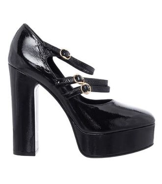Celine Black Patent Platform Mary Jane Pumps Size 40