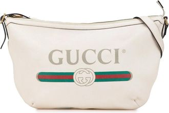 Gucci Hobo Bags - Leather Logo Half Moon Crossbody - Gr. unisize - in Wei&szlig; - f&uuml;r Damen