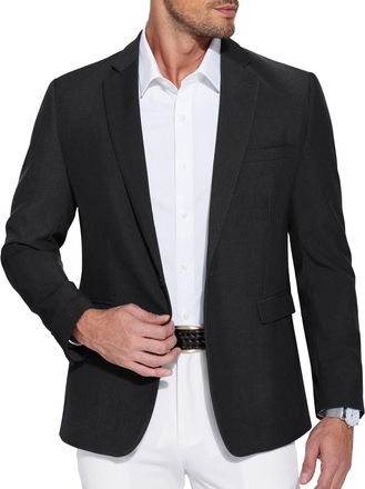 Coofandy Herren Blazer Sportlich Sakko Freizeit Herrensakko Business Anzugjacken Regular Fit Einfarbig Sportsakko Leicht Jackett Anzug für Hochzeit Schwarz XXL