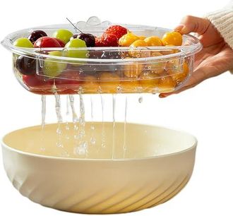 Generico Bol &agrave; go&ucirc;ter avec support pour t&eacute;l&eacute;phone, double assiette pour fruits | Assiette &agrave; fruits amovible avec support pour t&eacute;l&eacute;phone - Plateau pour assiette