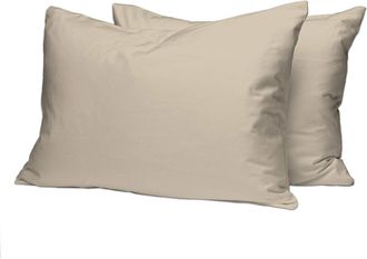 Pizuna Luxuri&ouml;ser Soft-Satin 2er Pack Kissenbezug 50 x 75 cm Einfach Taupe, 400 Fadenzahl Baumwolle Quadratisch Kissenbez&uuml;ge, 100% Langstapel Baumwolle Kisse