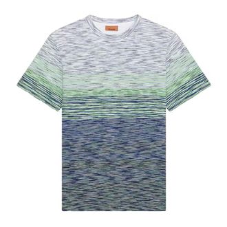 Missoni Homme, Tops, Bleu, Taille: 2XL T-shirt en Coton Bleu Flamme