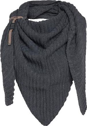 Knit Factory Demy Ch&acirc;le Tricot&eacute; - Foulard Triangle - Foulard femme pour lautomne et lhiver - &Eacute;charpe Femme - Ch&acirc;le Femme - 100% Fabriqu&eacute; en Europe - Anthracite - 1
