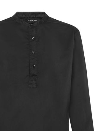Tom Ford Mens Pajama Henley Brown Silk Sleepwear
