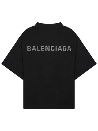 Balenciaga Logo-Embroidered T-Shirt - Black