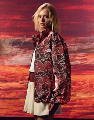 The North Face Easy Wind - Unisex-Trainingsjacke mit Reißverschluss und burgunderrotem Muster