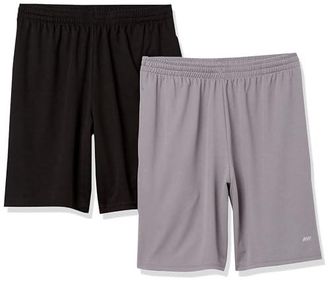 Amazon Essentials Short à coupe ample en textile technique haute performance (grandes tailles disponibles) Homme, Lot de 2, Gris/Noir, 3XL Grande taille