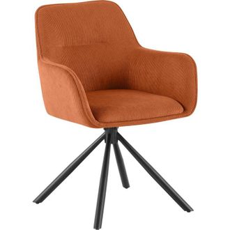 Clp Chaise de salle &agrave; manger Tipton en velours c&ocirc;tel&eacute; Orange