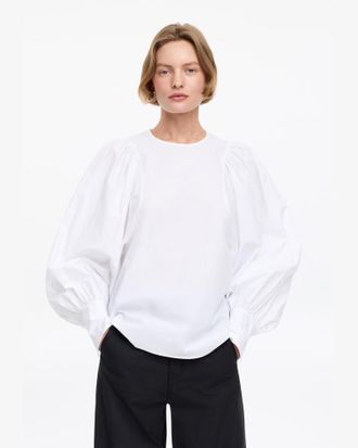 Arket Baumwollbluse Mit Volumin&ouml;sen &Auml;rmeln -Wei&szlig;