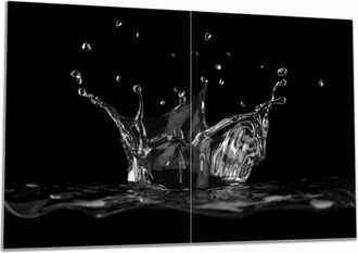 Wallario Herdabdeckplatte/Spritzschutz aus Glas, 2-teilig, 80x52cm, für Ceran- und Induktionsherde, Aufspritzendes Wasser Schwarz-Weiß