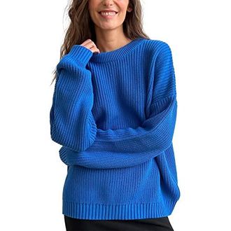 Generic Chandail &agrave; encolure ras du cou et &agrave; manches longues pour femme, coupe d&eacute;contract&eacute;e, pull en grosse maille &agrave; &eacute;paules tombantes pour femme, rose, taille